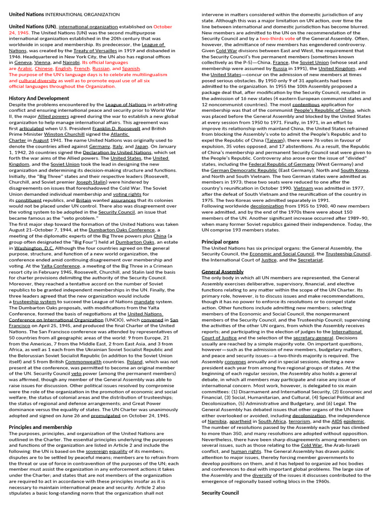 United Nations Reviewer 2 | PDF | United Nations | International Relations