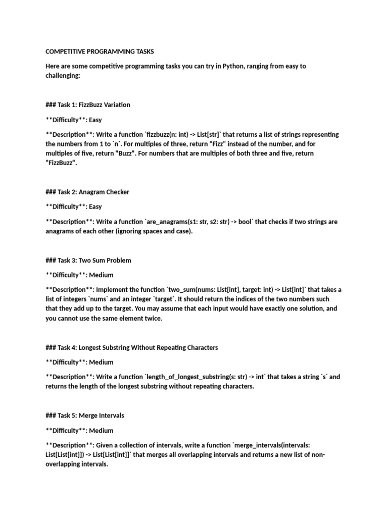 Competitive Programming Tasks | PDF | Integer (Computer Science) | Function (Mathematics)