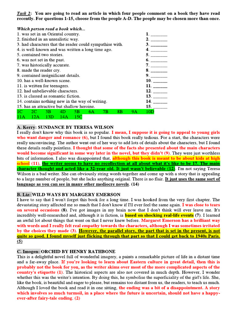Multiple Matching KEY | PDF