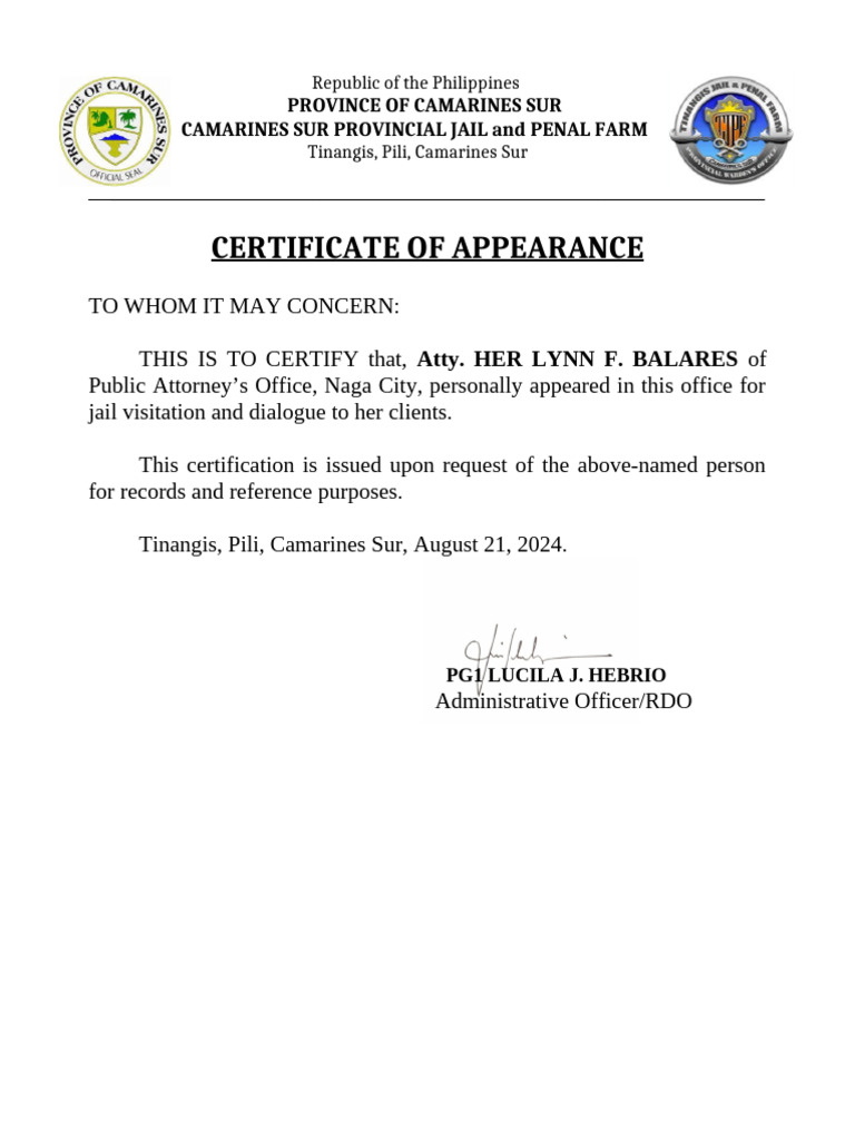 Appeance Atty, Balares | PDF