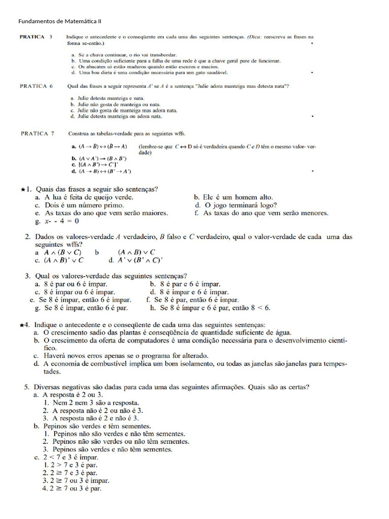 Lista 1 - Fundamentos de Matemática II | PDF