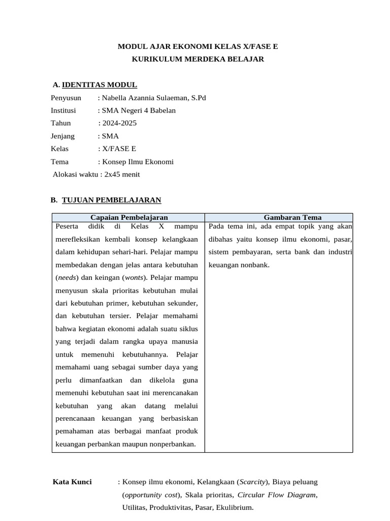 Modul Ajar Ekonomi Kelas X Sudah Print | PDF | Komputer