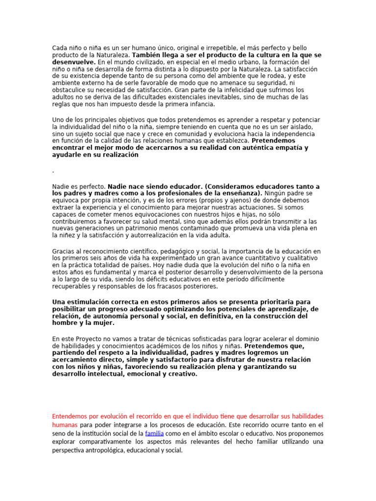 Cada Niño o Niña Es Un Ser Humano Único | PDF | Familia | Aprendizaje