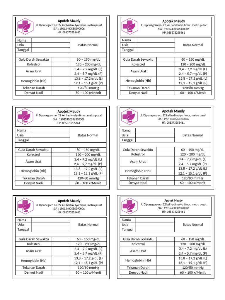 Blangko Cek Lab | PDF