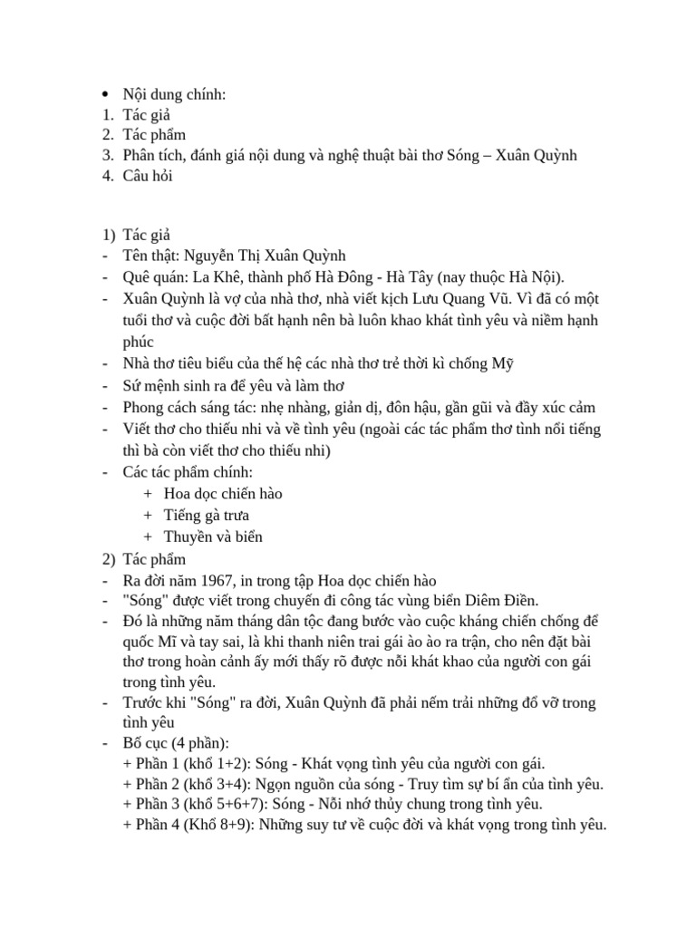 Sóng - Xuân Qu NH | PDF