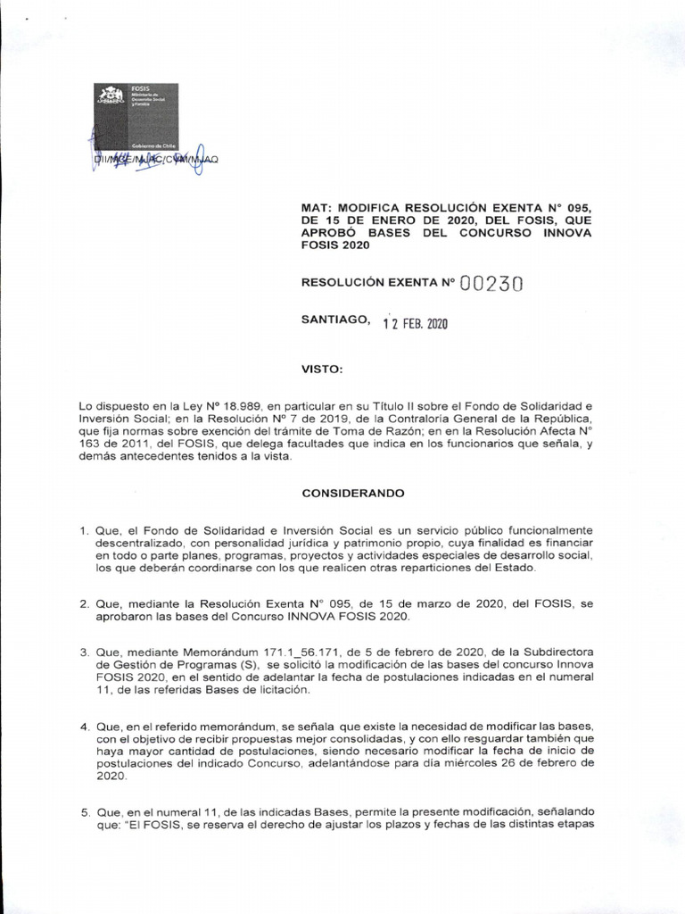 Bases Innova Fosis 2020 Version Modificada 022020 | PDF | Uso eficiente ...