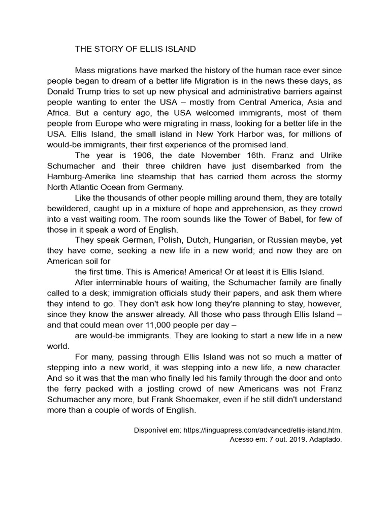 1 Série - THE STORY OF ELLIS ISLAND | PDF | History