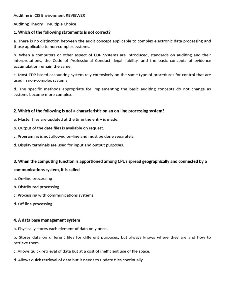 Auditing in CIS Environment REVIEWER | PDF | Audit | Computer Program