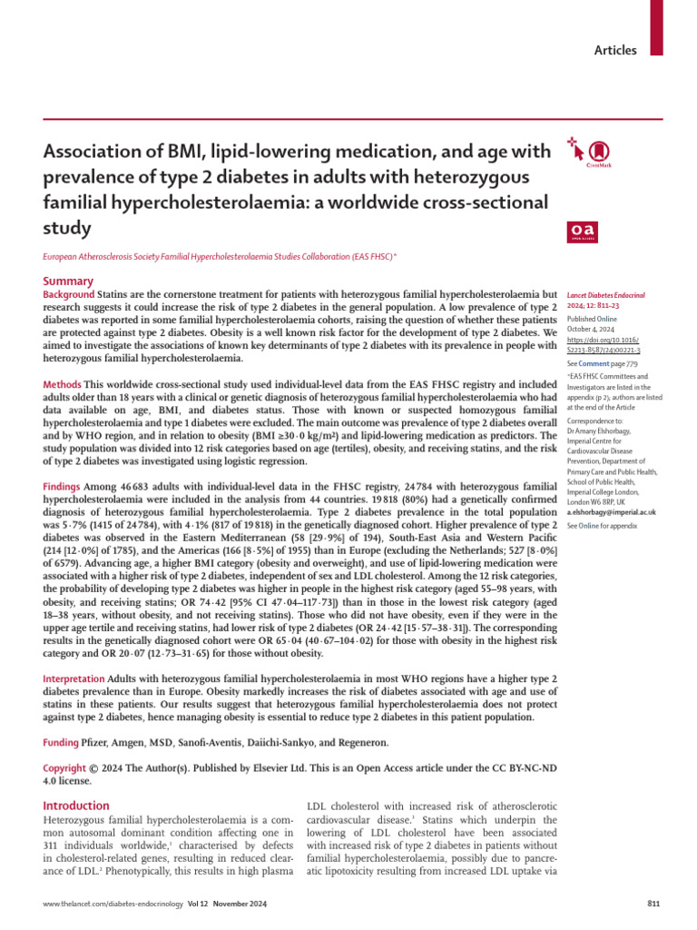 Association of BMI, Lipid Lowering Medication, and | PDF ...