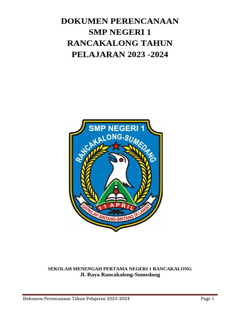 Perencanaan SMPN 1 Rancakalong 2023-2024 | PDF