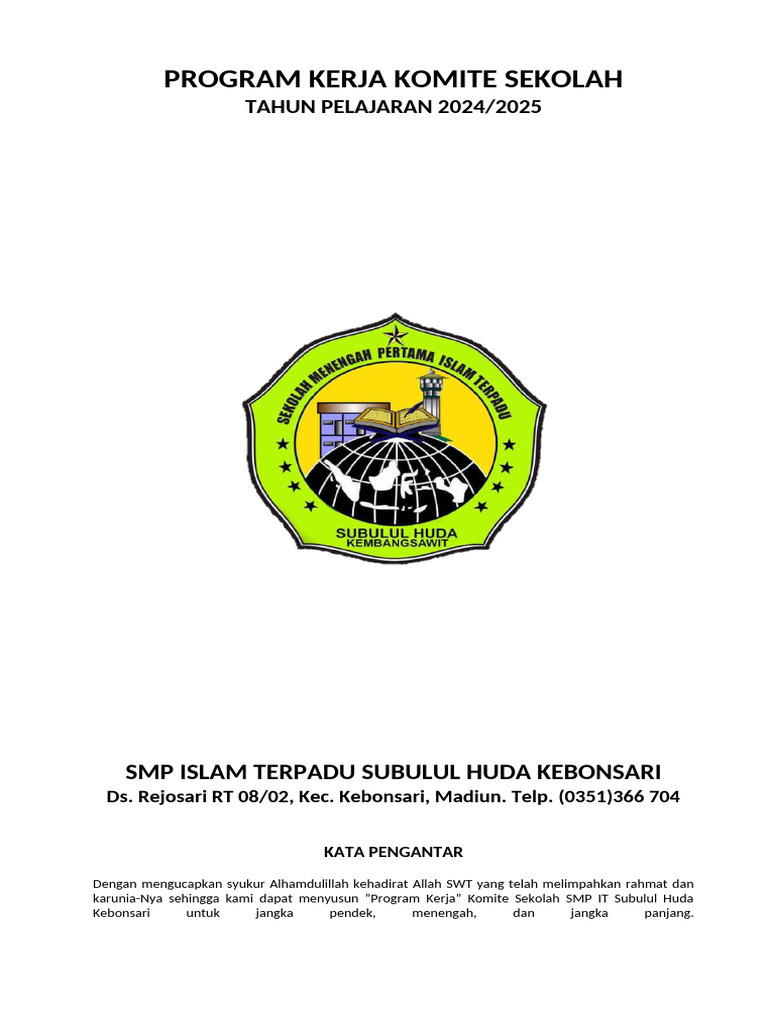 Program Kerja Komite Sekolah | PDF
