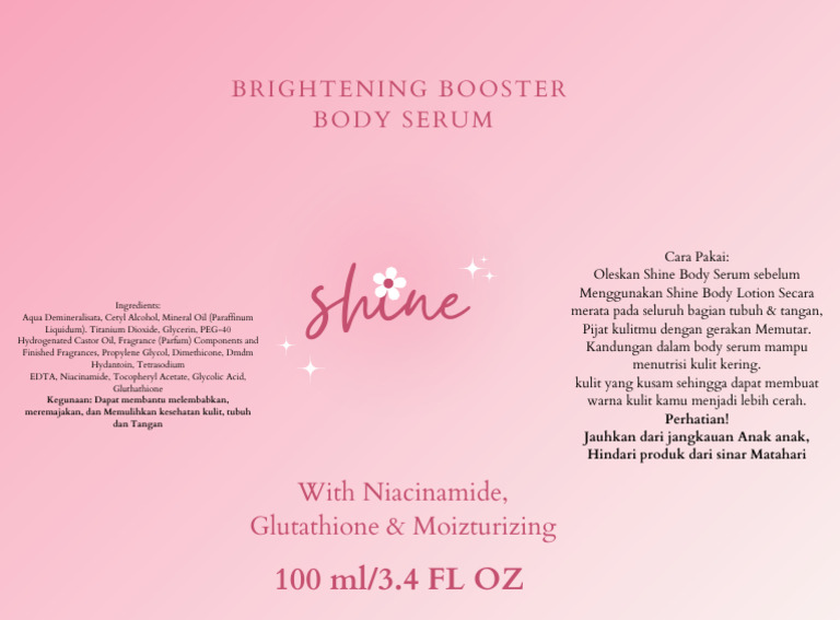 Cara Pakai Shine Body Serum dan Lotion | PDF