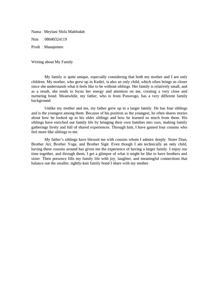 Tugas IBI Writing About My Family | PDF