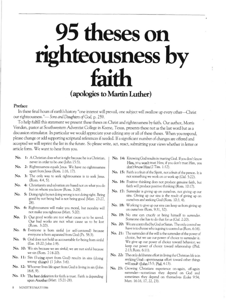 756 - 95 Thesis On Righteousness by Faith | PDF