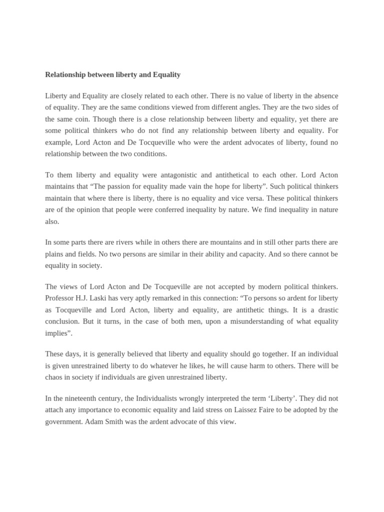 Liberty and Equality: A Unified Ideal | PDF | Liberty | Capitalism