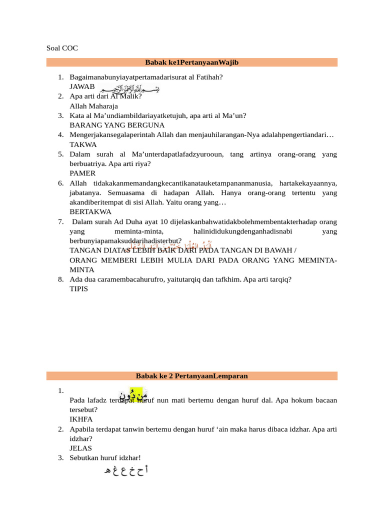 Soal COC 1 | PDF