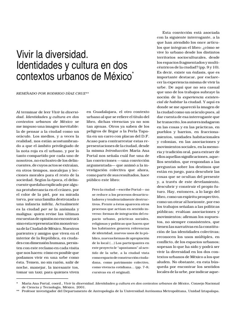 Comentarios A Vivir La Diversidad. Identidad y Cultura | PDF | México