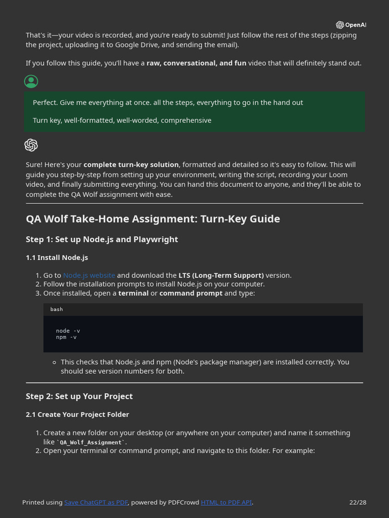 QA Wolf Assignment Instructions | PDF | Zip (File Format) | Java Script