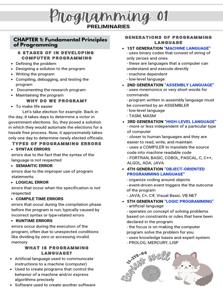 Programming 01 PRELIMINARIES REVIEWER | PDF | Java (Programming Language) | Computer Program