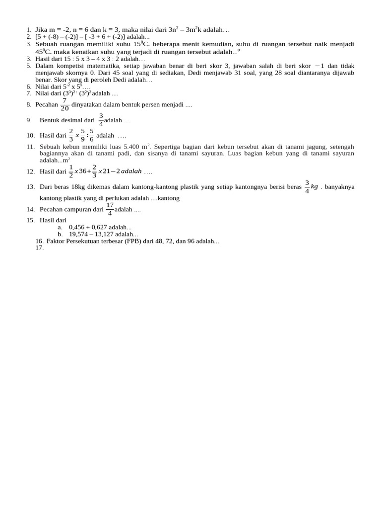 Soal - Soal Latihan PTS Ganjil 2024 | PDF