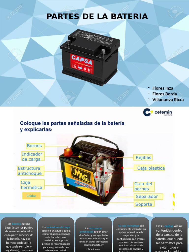 Partes Esenciales de una Batería | PDF | Electrónica | Bienes ...