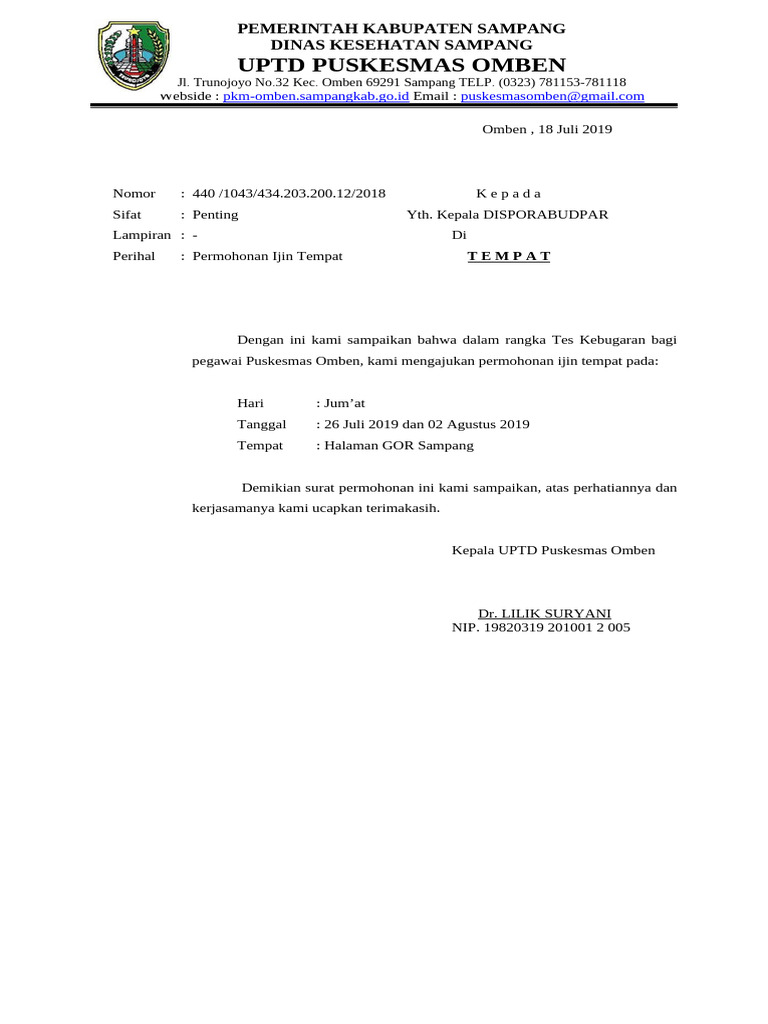 Surat Ijin Tempat | PDF