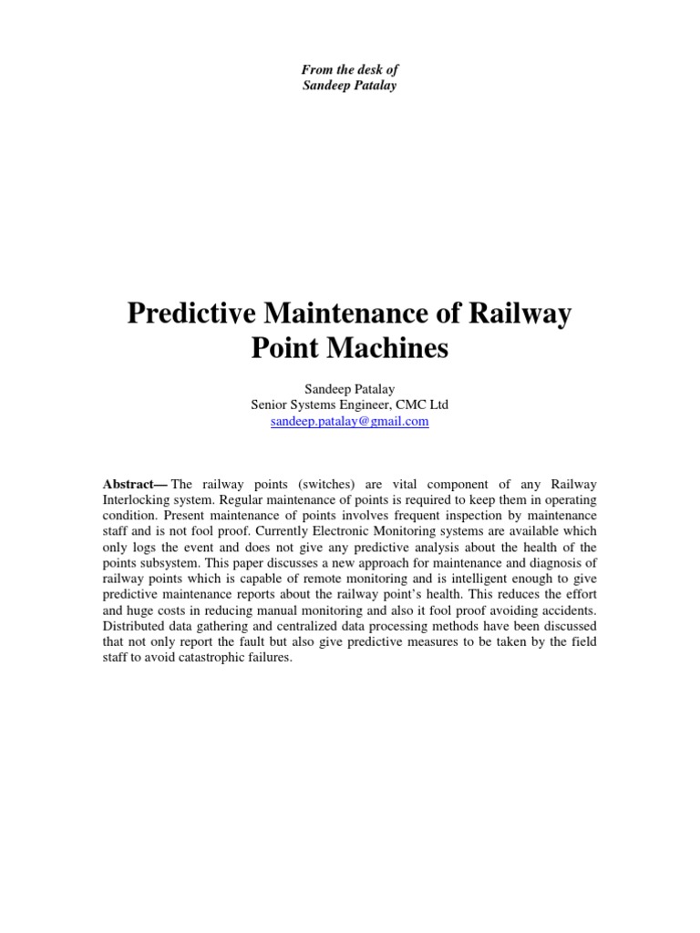 Predictive Maintenance of Railway Points | PDF | Rail Transport ...