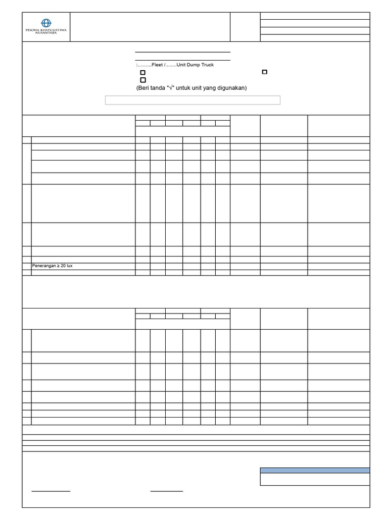 Form Checklist Pengawasan Area Disposal & Front Loading | PDF Form Checklist Pengawasan Area Disposal & Front Loading | PDF