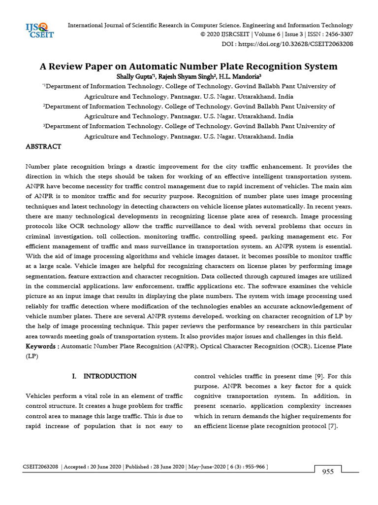 Review of Automatic Number Plate Recognition | PDF | Surveillance