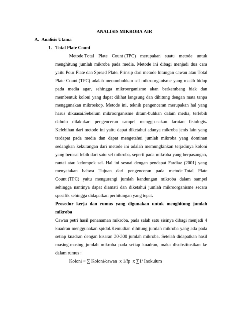 Analisis Mikroba Air | PDF | Kesehatan Holistik