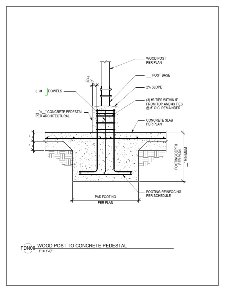 Wood Post to Concrete Pedestal Detail | PDF