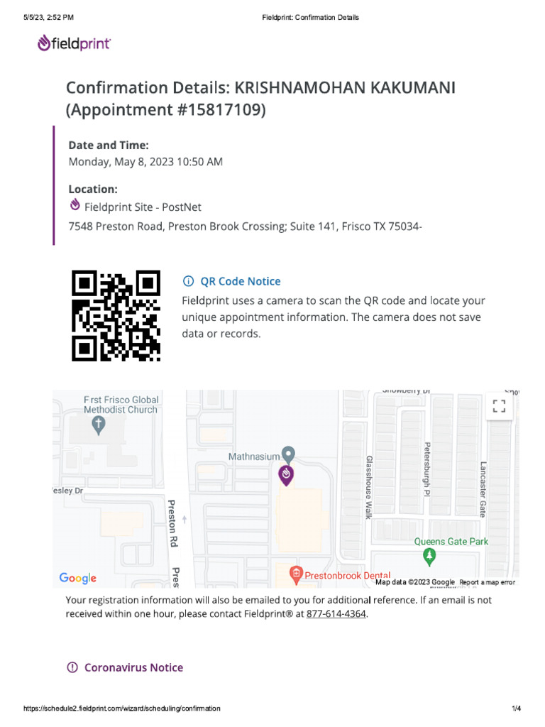 Fieldprint - Confirmation Details | PDF