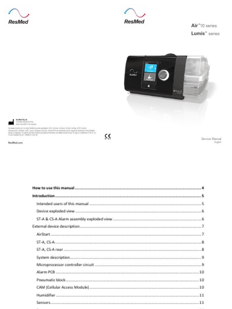 Resmed Air10 Service Manual EN | PDF | Printed Circuit Board | Power Supply