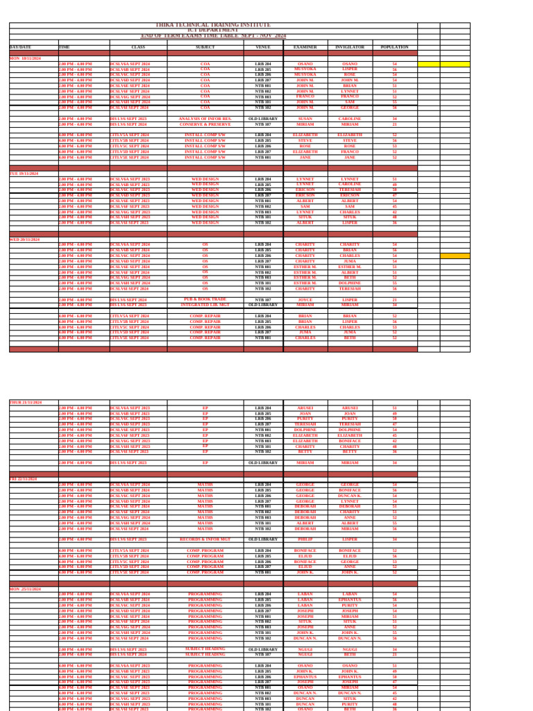 Final - Cdacc Ict Exam Timetable - November 2024 | PDF
