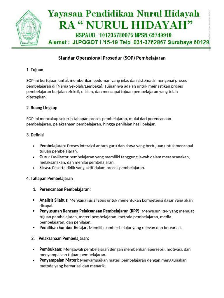 Sop Pembelajaran | PDF | Karier & Perkembangan | Seni