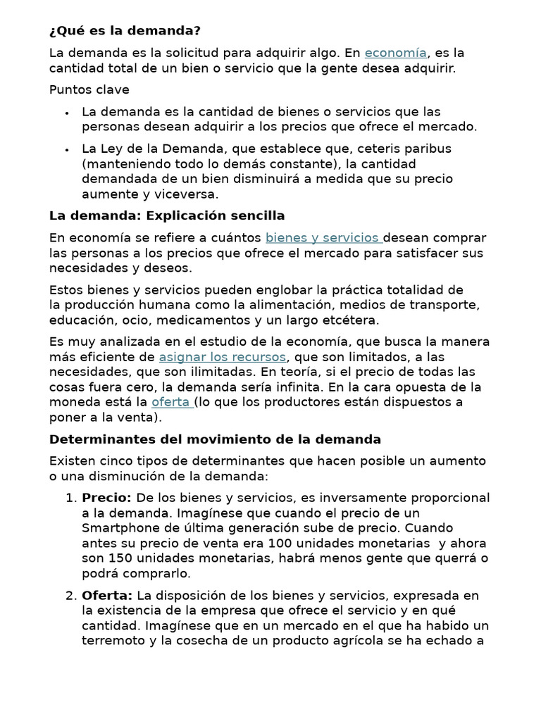 Definición y Ley de la Demanda | PDF | Oferta y demanda | Elasticidad ...