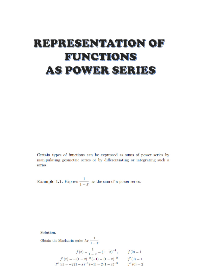 L7 - Representation of Functions As Power Series | PDF