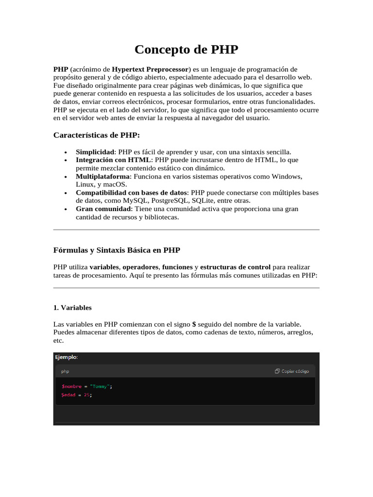 Concepto de PHP | PDF | Php | Mi sql
