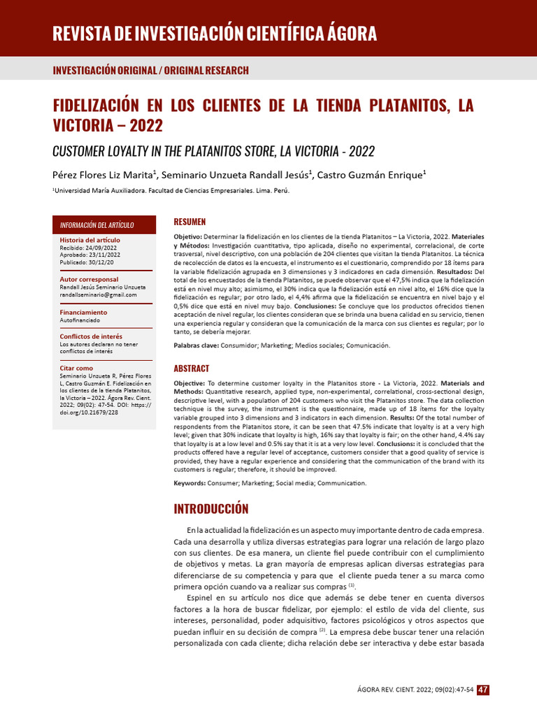 Fidelización Clientes Platanitos 2022 | PDF | Calidad (comercial ...