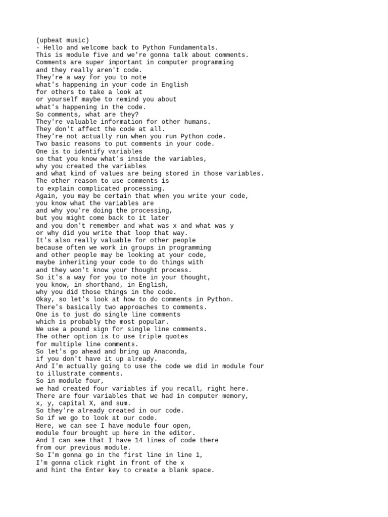 PYTHON100 MOD5 COMMENTS V3 en | PDF | Computing | Software Engineering