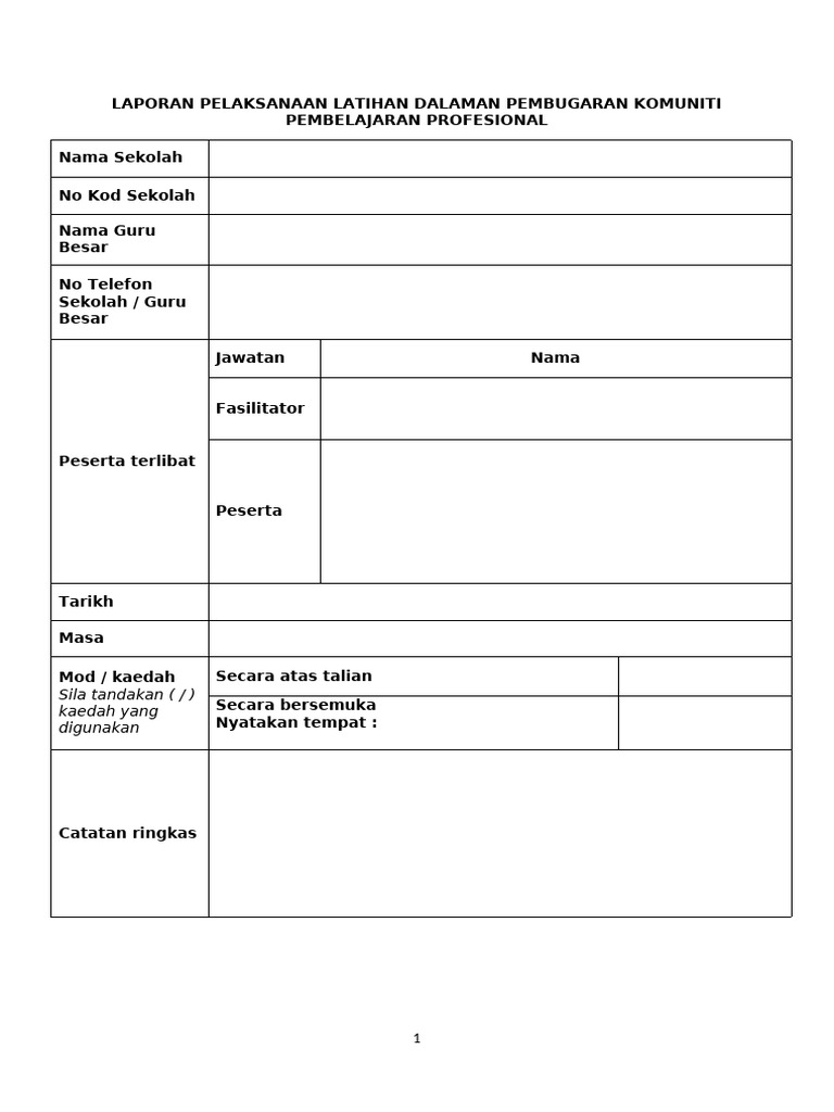 Format Laporan Pembugaran PLC Peringkat Sekolah | PDF
