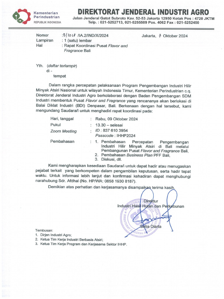 B 1018 Rakor Pusat Flavor and Fragrance Bali | PDF