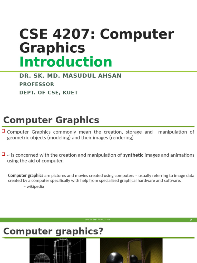 L1 Introduction To CG | PDF | Rendering (Computer Graphics) | 3 D Computer Graphics