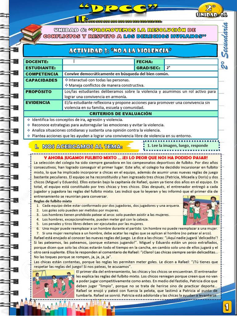 2° DPCC - Actv.03-Unid.6 2023 | PDF | Ira | Agresión