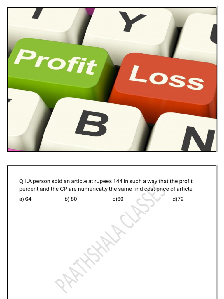 Math Sheet Profit & Loss | PDF