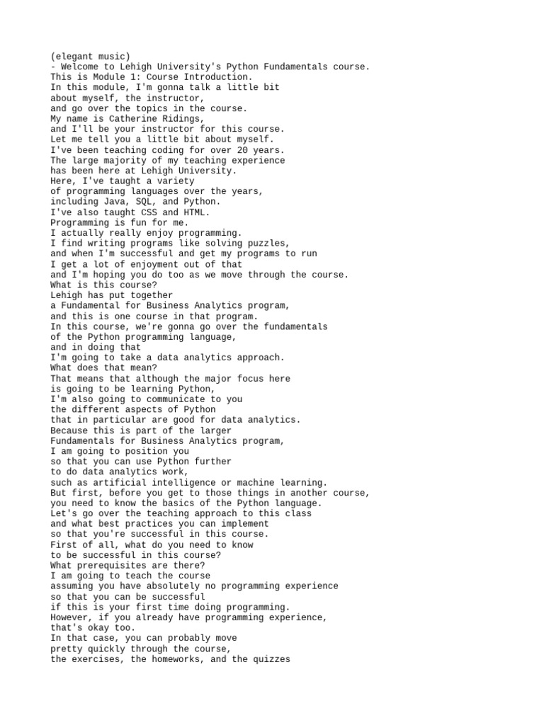 PYTHON100 - MOD1-COURSE INTRODUCTION-V2-en | PDF | Computer Programming | Python (Programming ...