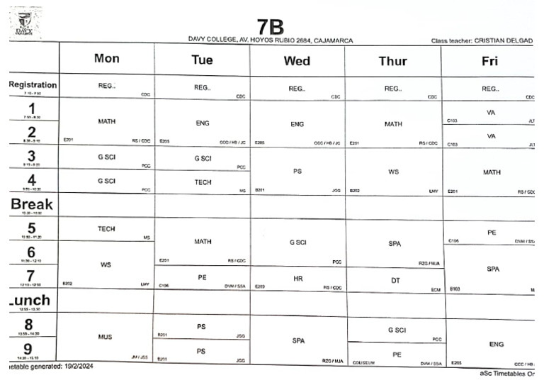 Horario G7B - 2024 | PDF