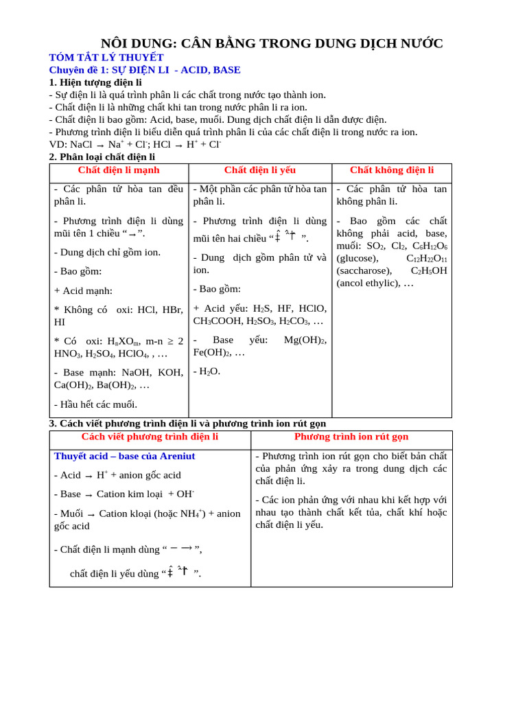 Bai Tap Hoa Hoc 11 Can Bang Hoa Hoc - de | PDF