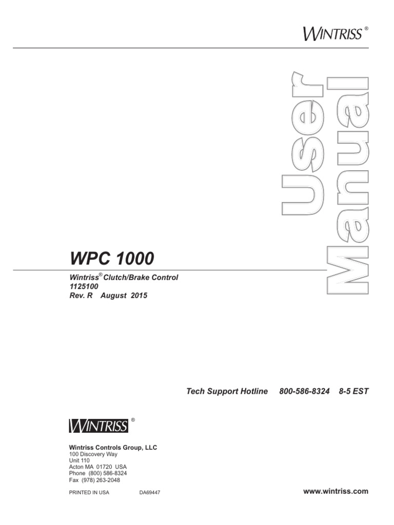 WPC 1000 Clutch/Brake Control Safety Guide | PDF | Safety ...