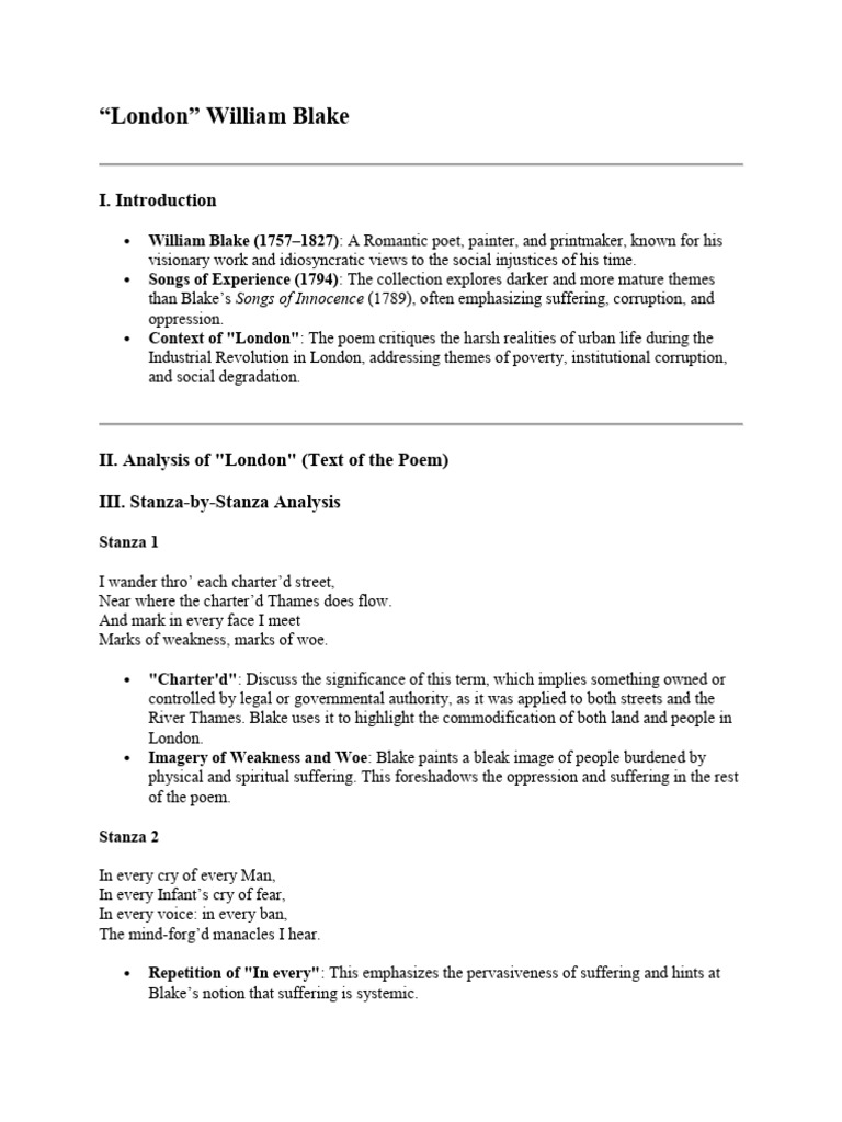 London by William Blake | PDF | Poetry | William Blake